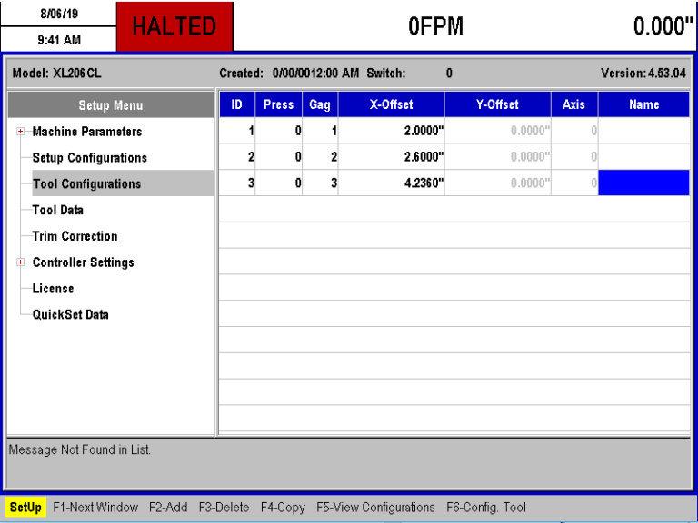 Using Tool Configurations in the XL200 Series Controller